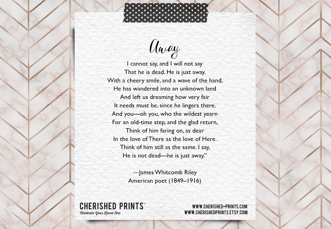 Away - James Whitcomb Riley • Cherished Prints