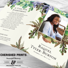 Succulents Funeral Programs for Memorials • Cherished Prints