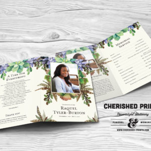 Succulents Funeral Programs for Memorials • Cherished Prints