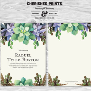 Succulents Thank You Cards Sympathy • Cherished Prints