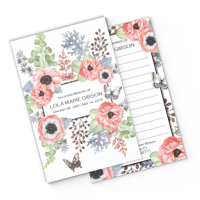 Hydrangea Memory Cards for Memorials and Funerals • Cherished Prints