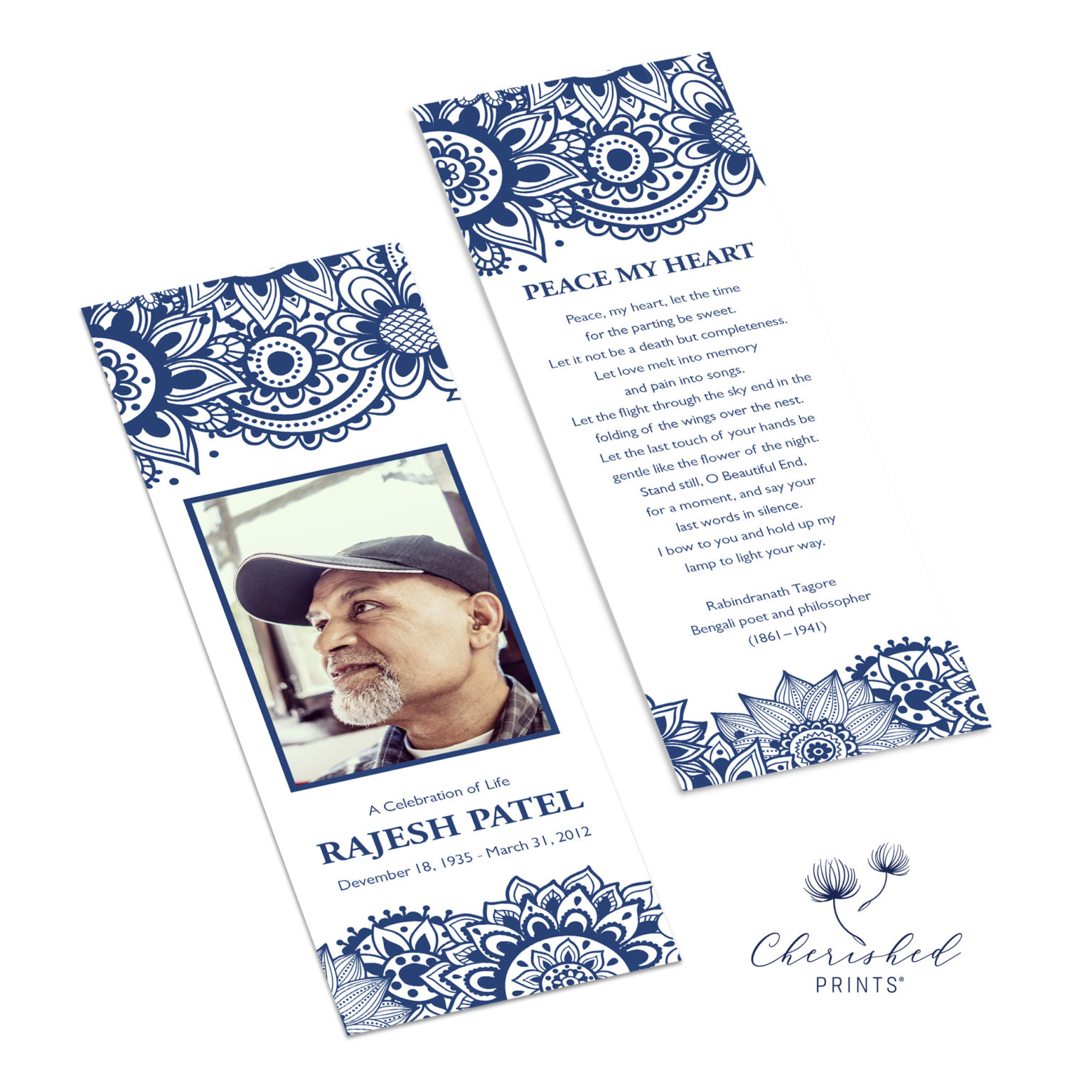 Block Print Bookmarks Celebration of Life Bookmark Memorial Bookmark ...