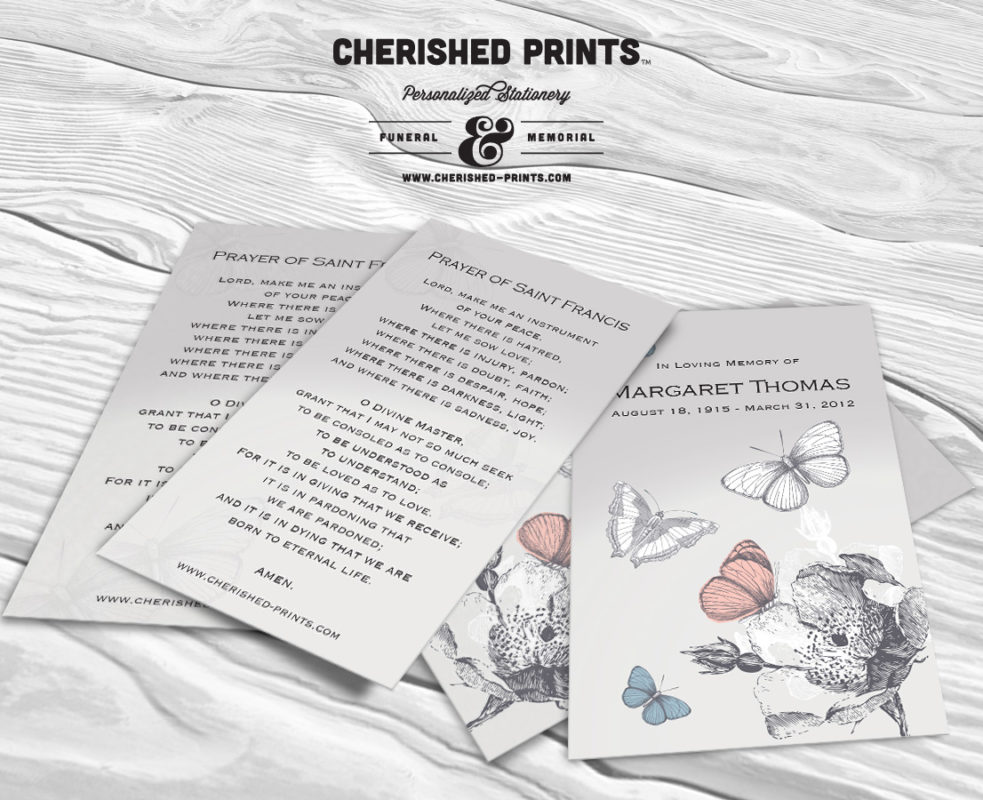 Lovely Butterfly Funeral Programs for Memorials • Cherished Prints