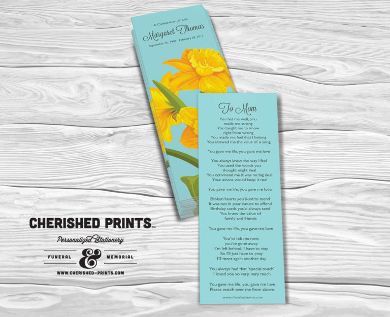 Memorial Bookmarks: Laminated Photo Keepsakes Memorial cards