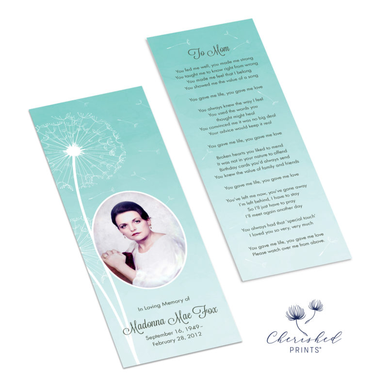 Memorial Bookmarks: Laminated Photo Keepsakes Memorial cards