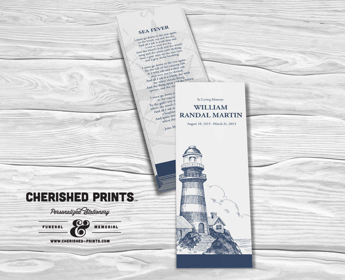 Lighthouse Bookmarks - Celebration of Life Bookmark Memorial Bookmark ...