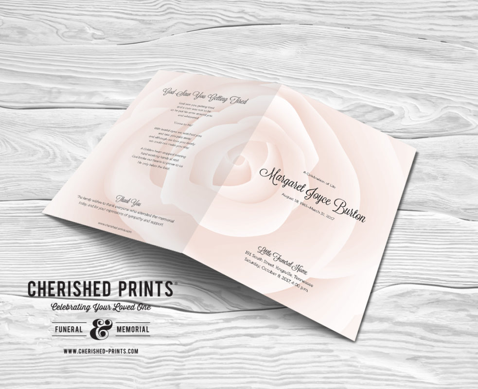 White Rose Celebration of Life Program for Funerals and Memorials • Cherished Prints
