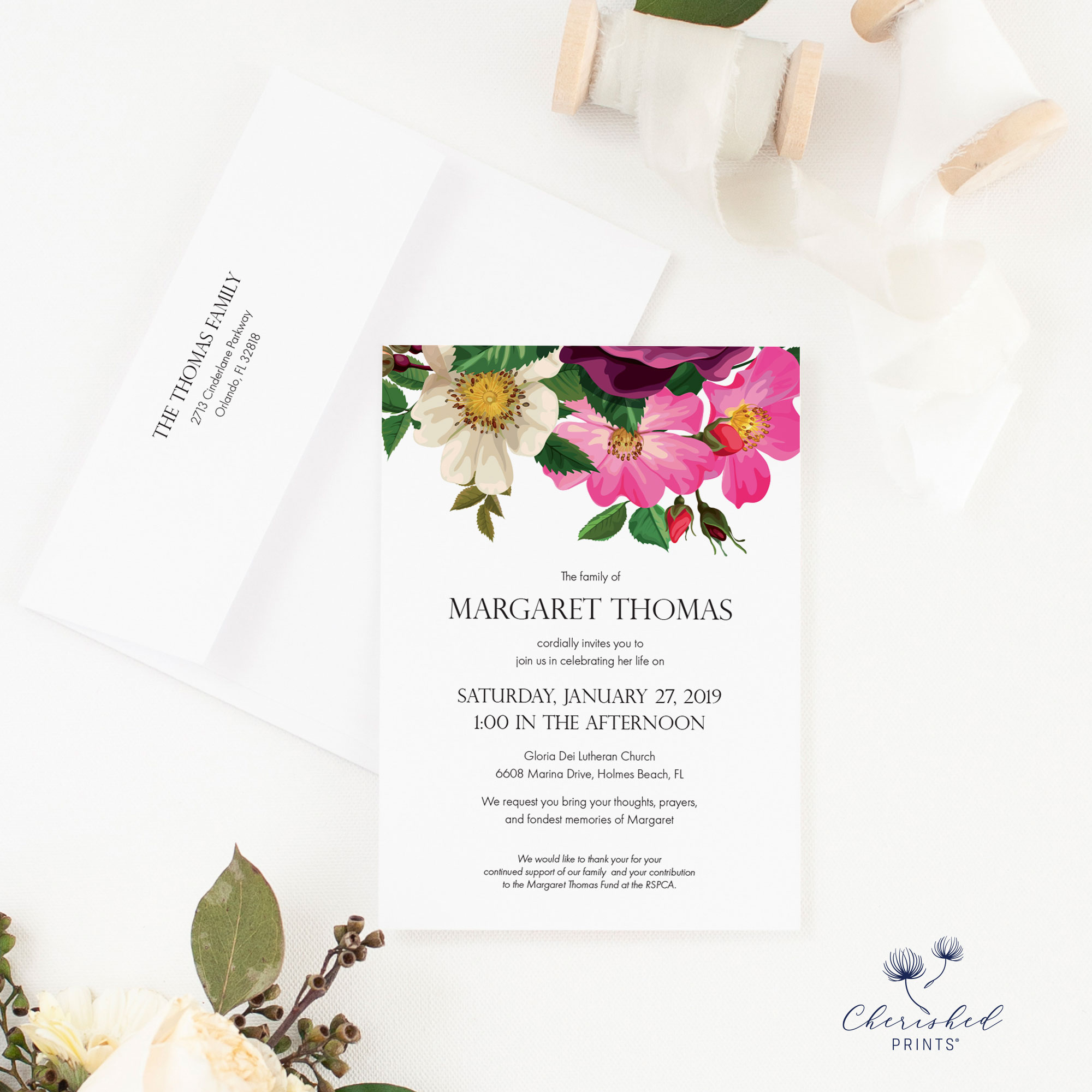 Spring Flowers Celebration of Life Invitations and Announcements ...