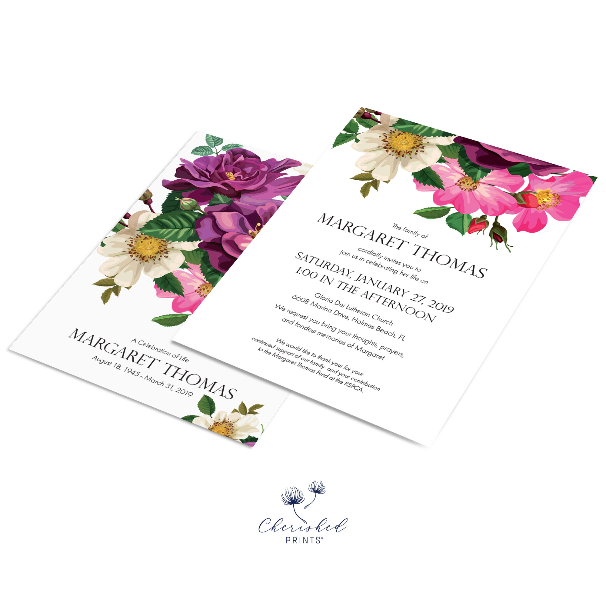 Spring Flowers Celebration of Life Invitations and Announcements ...