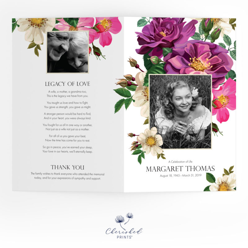 Spring Flowers Funeral Program - Bifold • Cherished Prints
