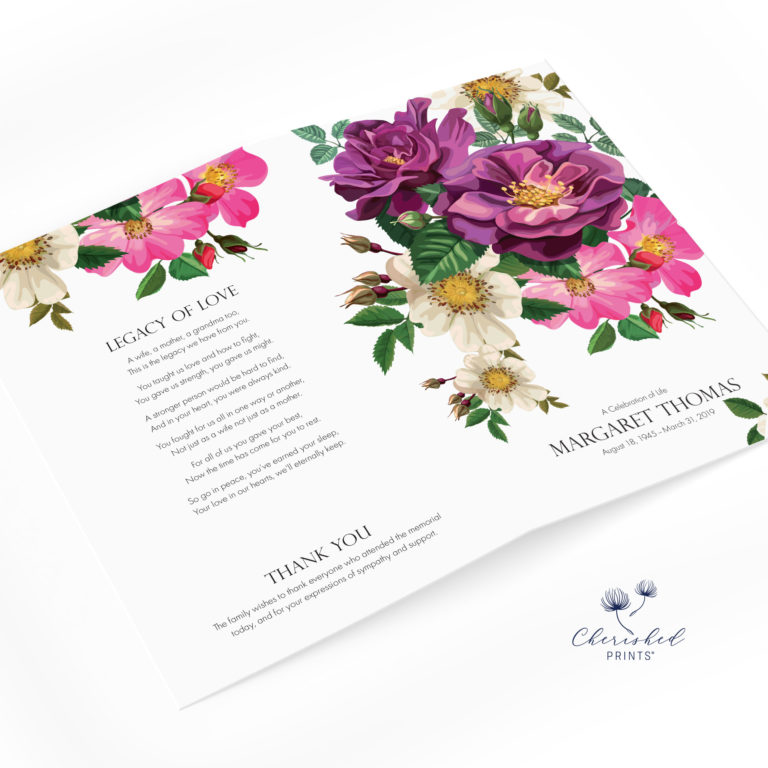 Spring Flowers Funeral Program - Bifold • Cherished Prints