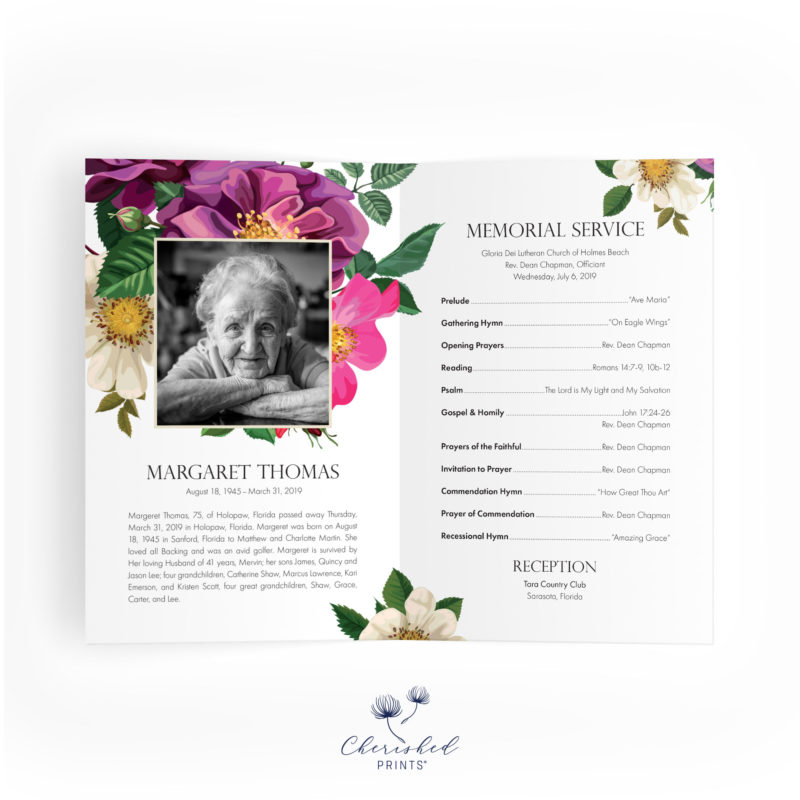 Spring Flowers Funeral Program - Bifold • Cherished Prints