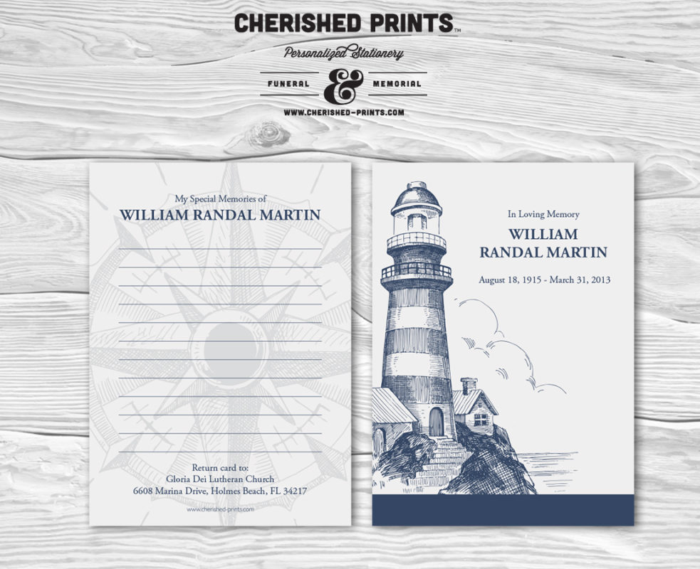 Lighthouse Memory Cards for Memorials and Funerals • Cherished Prints