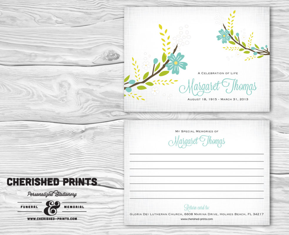 Victorian Floral Memory Cards for Memorials and Funerals • Cherished Prints