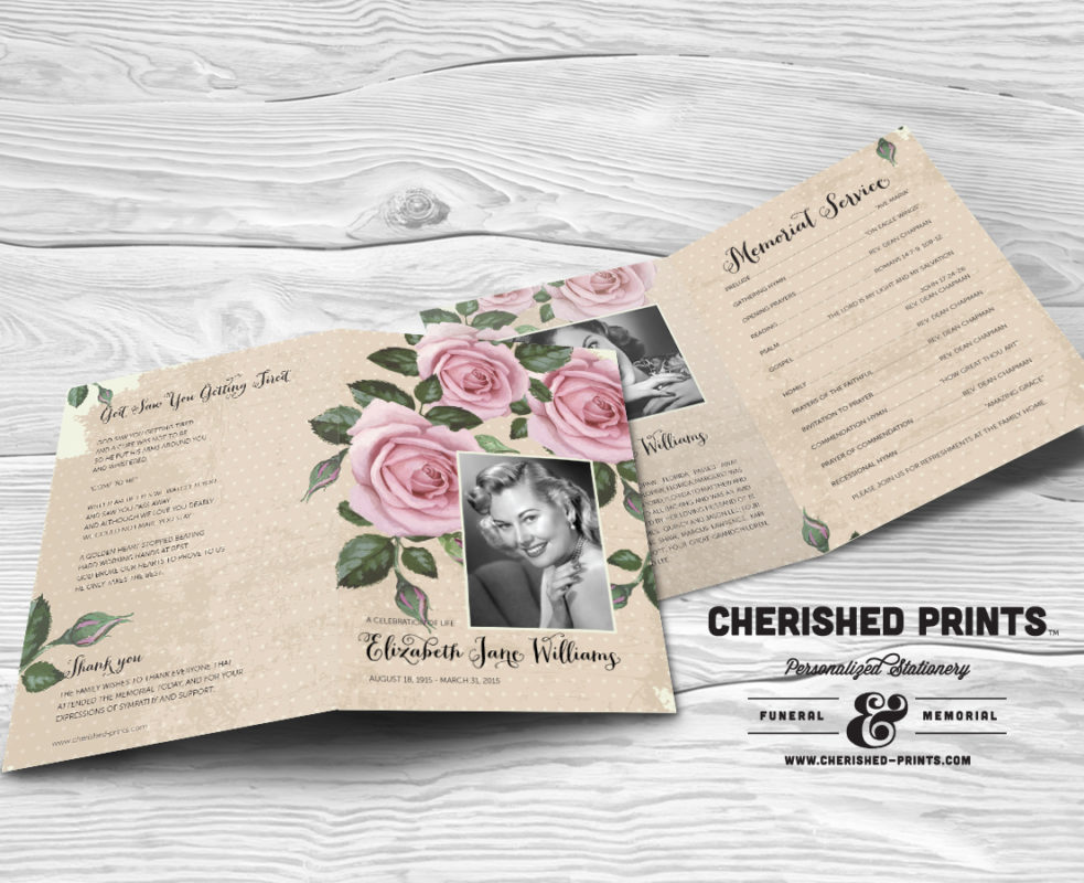 Purple Roses Celebration of Life Program for Funerals and Memorials ...