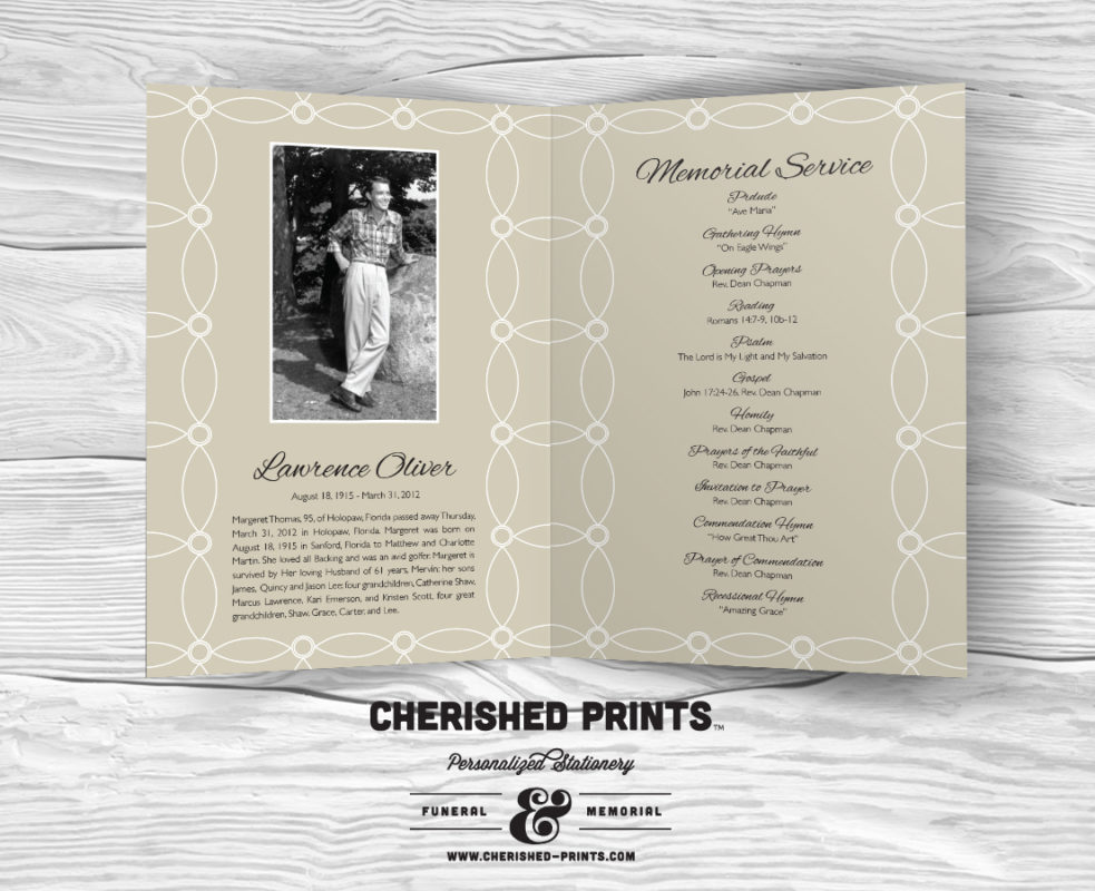 Interlocking Circles Funeral Programs for Memorials • Cherished Prints
