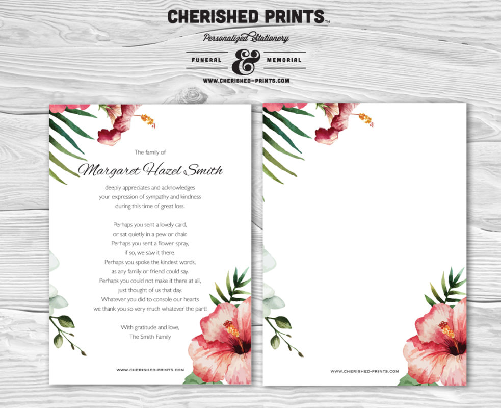 Tropical Flowers Thank You Cards - Hawaiian • Cherished Prints