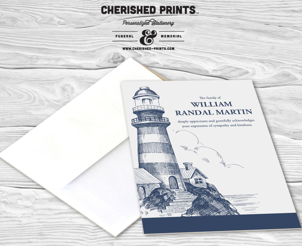 Lighthouse Thank You Cards Sympathy • Cherished Prints