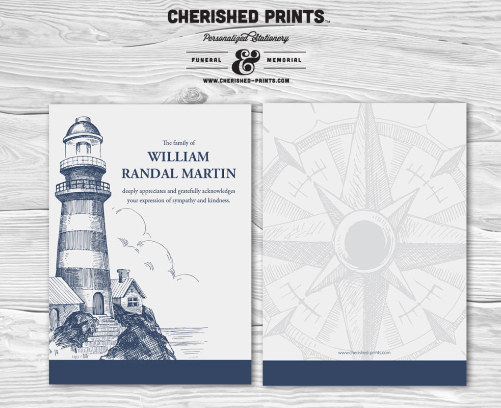 Lighthouse Thank You Cards Sympathy • Cherished Prints