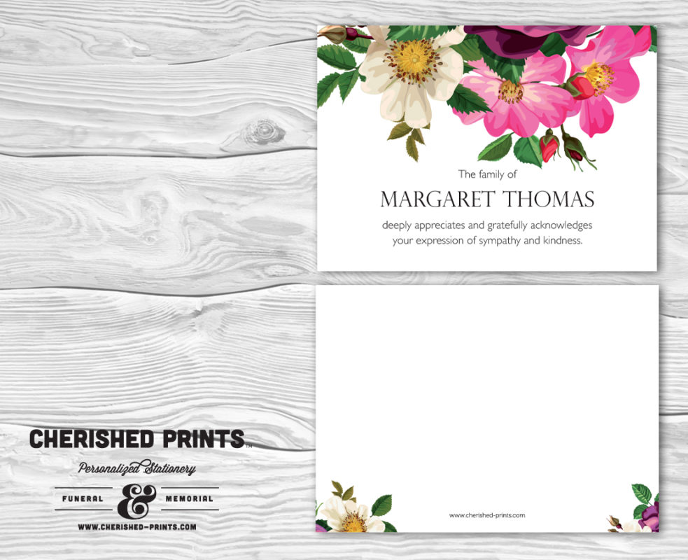 Spring Flowers Thank You Cards Sympathy • Cherished Prints