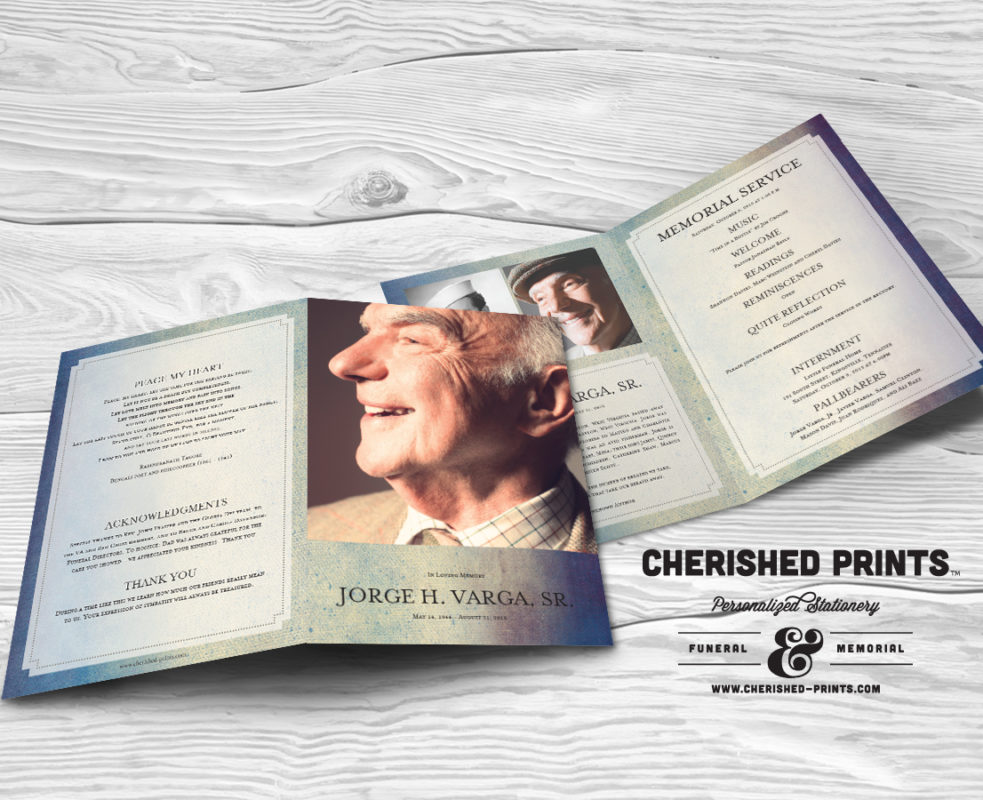 Modern Watercolor Texture Funeral Program - Celebration of Life • Cherished Prints