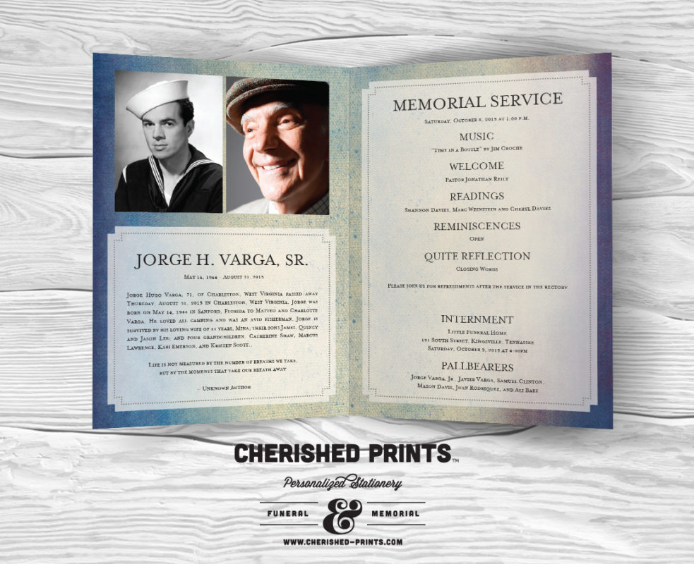 Modern Watercolor Texture Funeral Program - Celebration of Life • Cherished Prints