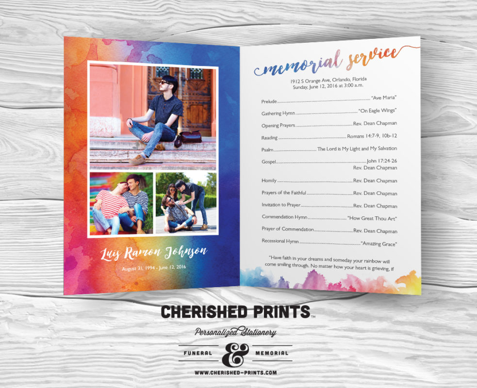 LBGTQ Pride Rainbow Funeral Program - Celebration of Life • Cherished ...