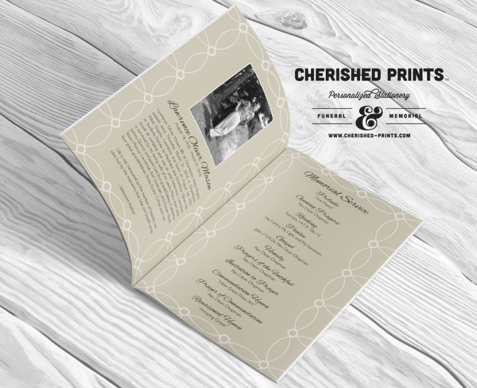Interlocking Circles Multi-Page Funeral Program Booklet • Cherished Prints