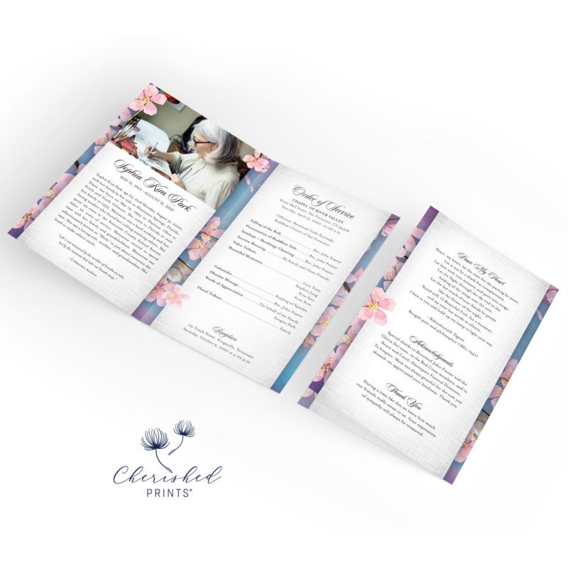 Cherry Blossoms Custom Funeral Program - Sakura • Cherished Prints