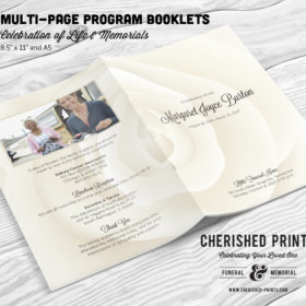 White Rose Pink Rose Multi-Page Funeral Booklet Program, Celebration of ...
