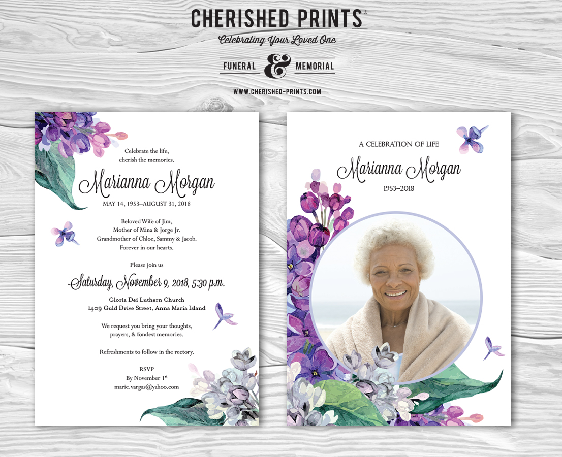 Lilacs Mourning Cards, Celebration of Life Invitations, and ...