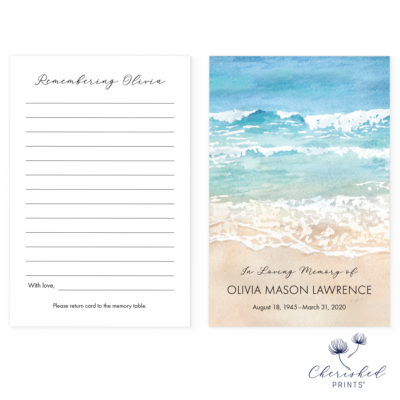 Beach Share a Memory Cards for Celebration of Life, Memorials and ...