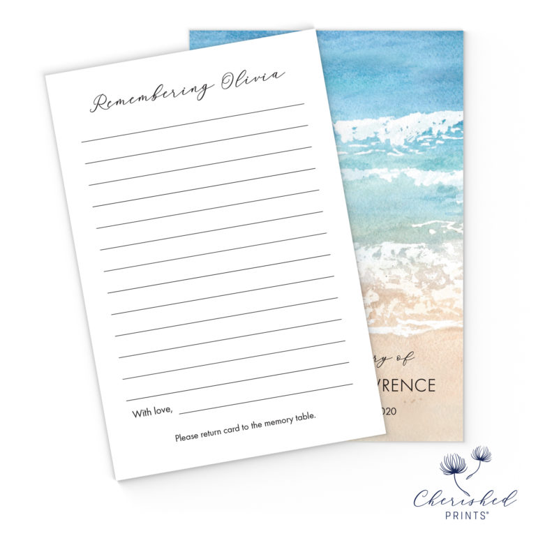Beach Share a Memory Cards for Celebration of Life, Memorials and ...