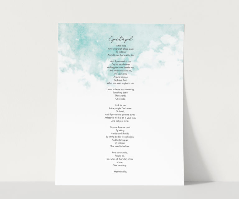 Epitaph by Merrit Malloy - Poem • Cherished Prints