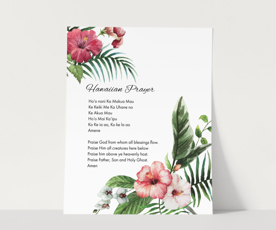 Hawaiian Prayer in Tropical Flowers - Art Print • Cherished Prints