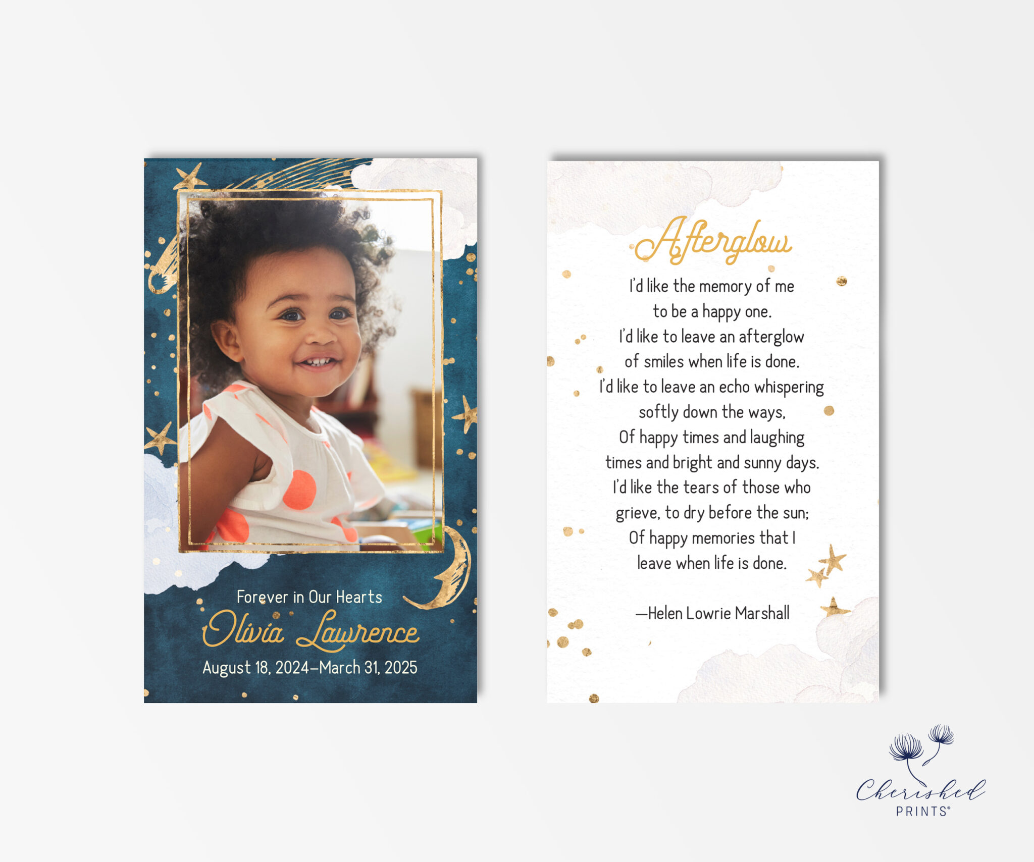 Twinkle, Little Star Prayer Cards – Memorial or Funeral Keepsake for ...